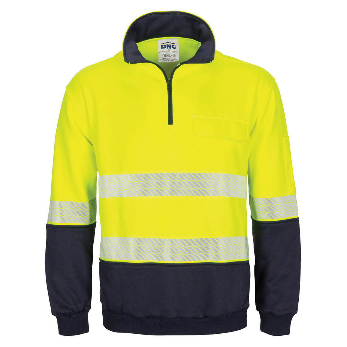 DNC Hivis 300gsm 1/2 Zip Segmented (D+N) Fleecy Jumper - Badger Australia